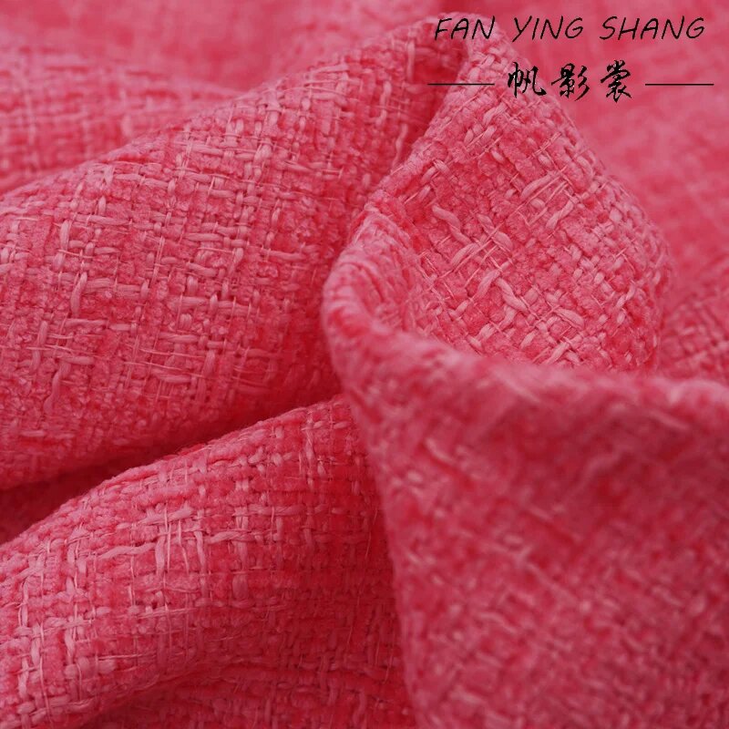 Розовая твидовая ткань Fan ying shang 1 yard