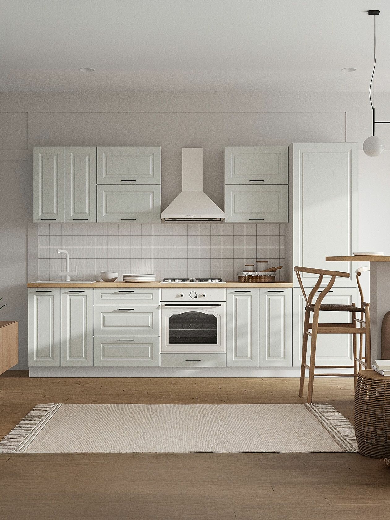 Кухонный гарнитур Шервуд 3 м, мебель для дома и кухни, Белый / Арктик