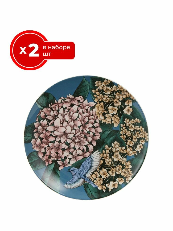 Набор фарфоровых тарелок 2 шт. десертных 19 см, Maxwell & Williams, Воспоминание, Гортензия, Reminisce