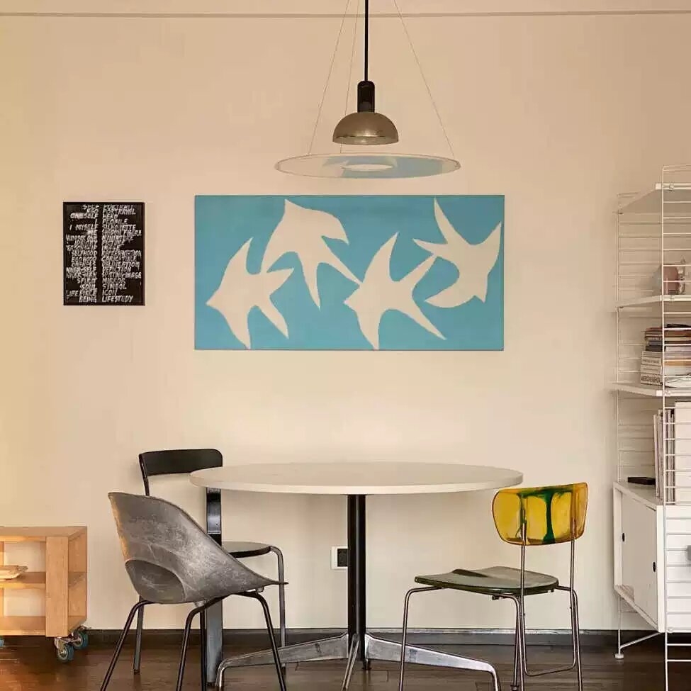 Скандинавская синяя ткань с изображением голубя мира, современная минималистичная абстрактная ткань с силуэтами птиц,