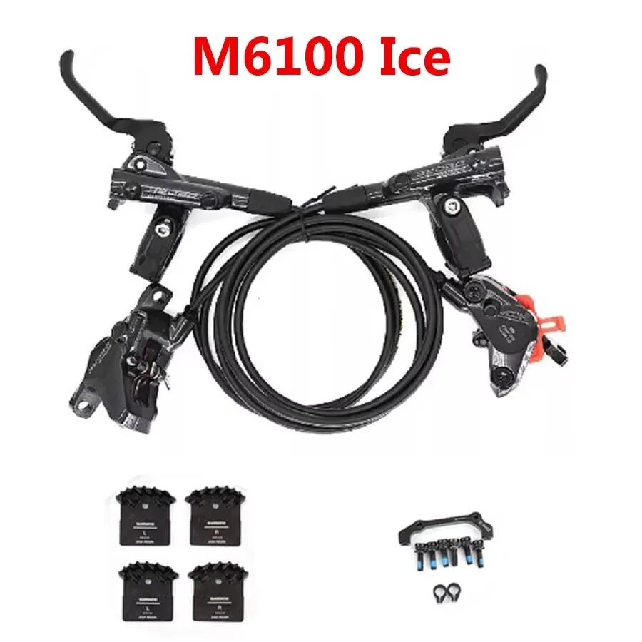 SHIMANO DEORE M6100/M6120 Гидравлические дисковые тормоза для горного Черный, M6100 Resin Ice