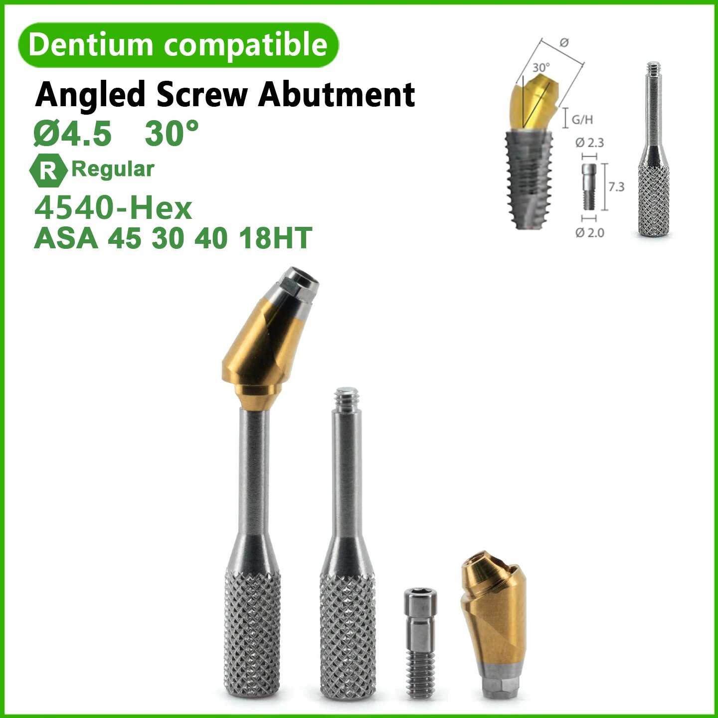 Угловой абатмент Dentium Titanium 15° 30° ASA 45 30 40 18HT