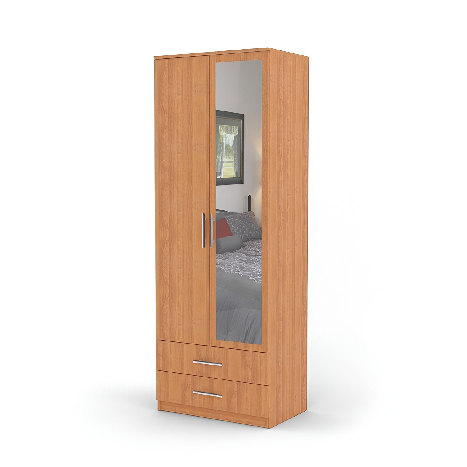 Шкаф двухдверный Дуэт распашной с зеркалом 60х60х220 см Ольха