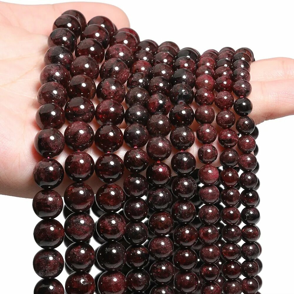 Бусины из натурального граната 8 мм, 36-38 см/нить, около 45 шт, для браслетов, бус, украшений