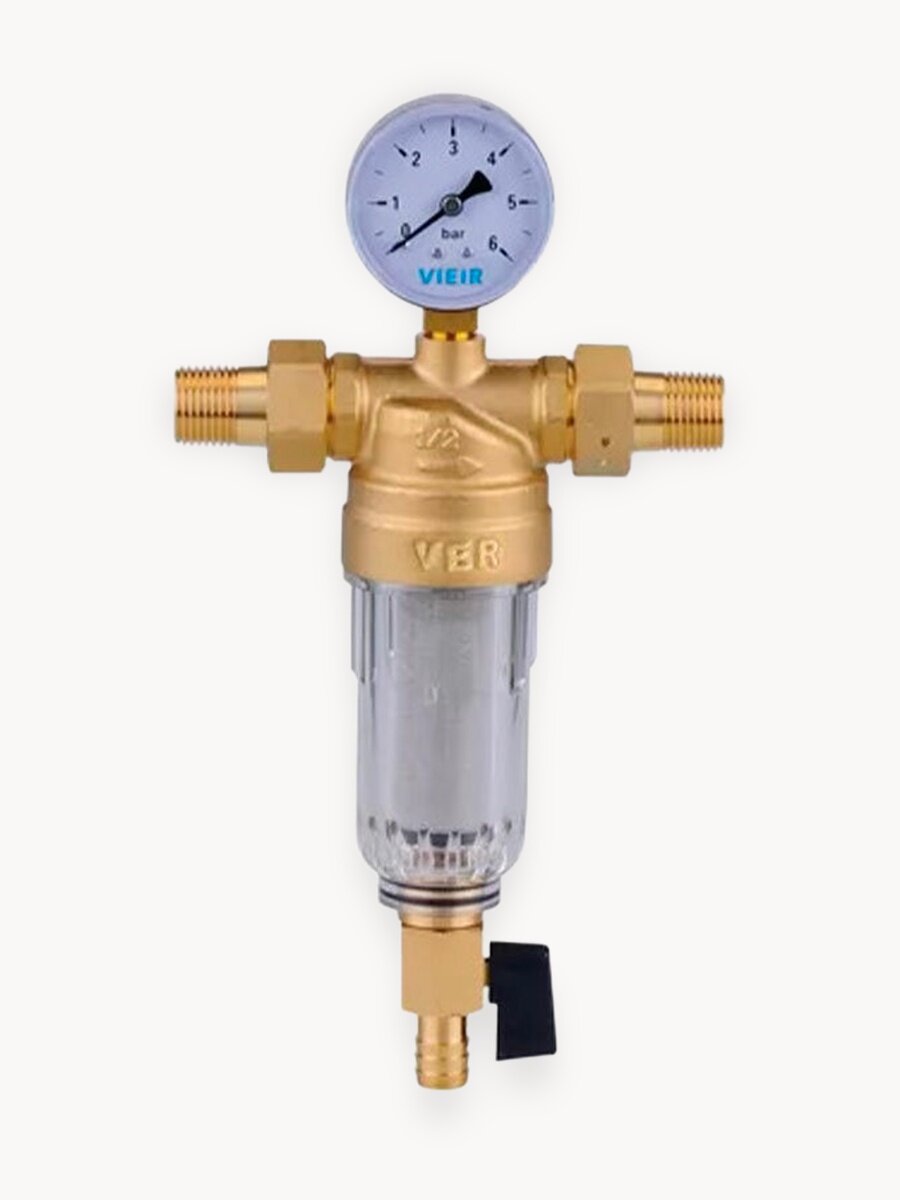 Фильтр промывной с манометром 3/4" для холодной воды ViEiR JC154