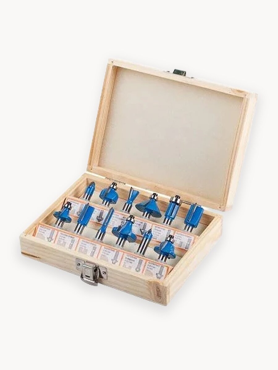 Набор фрез по дереву GEPARD GP2300-08, длина 8 мм, 12 предметов, в кейсе