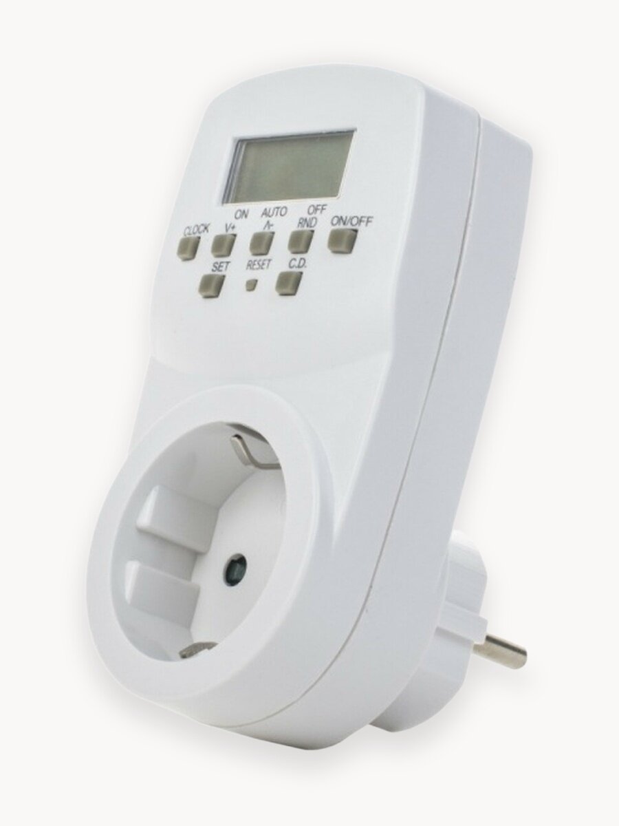 Таймер электронный с розеткой Uniel UST-E20 WHITE, 220В. 24ч. 1600Вт, энергонезависимая память