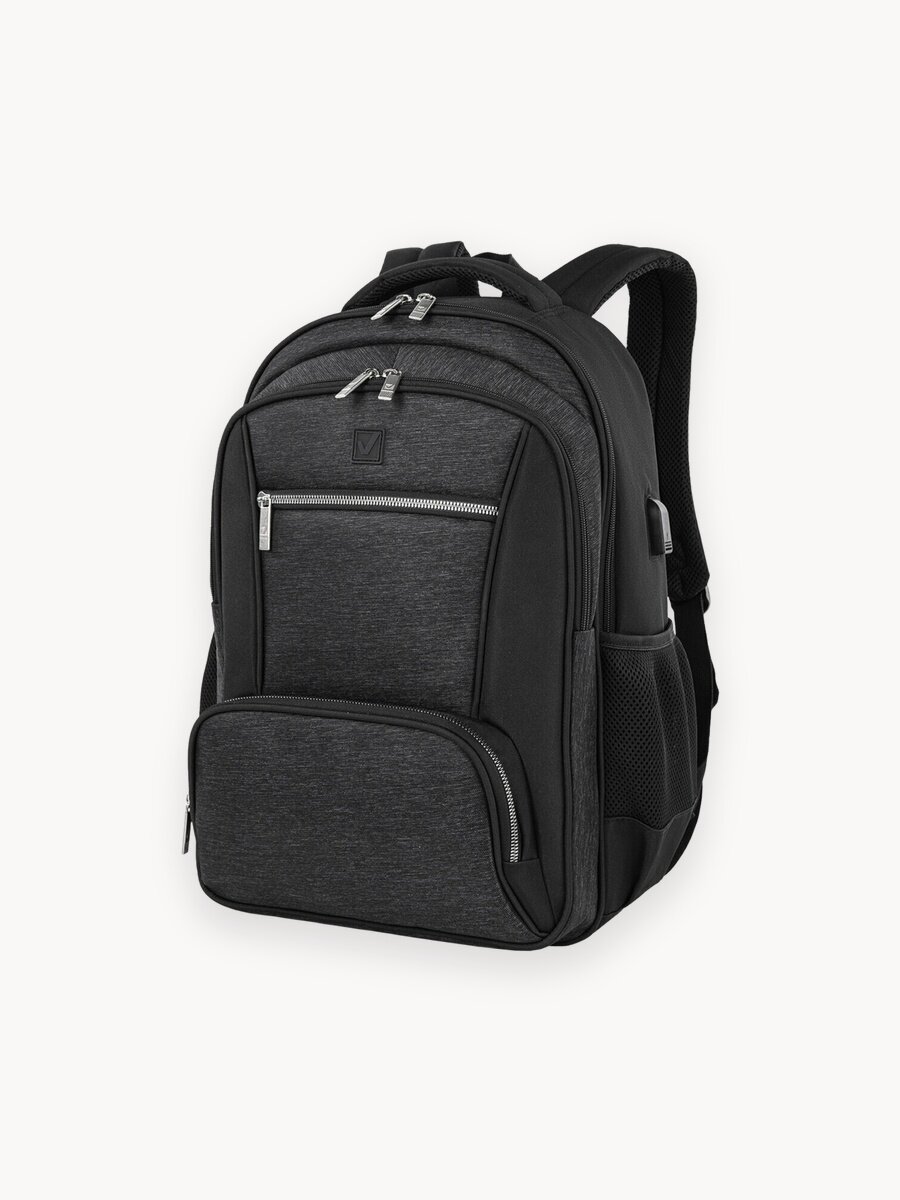 Рюкзак мужской/школьный/подростковый для учебы, спортивный, городской для ноутбука BRAUBERG FUNCTIONAL универсальный, 2 отделения, USB-порт, "Secure", серый/черный, 46х30х18 см, 270751