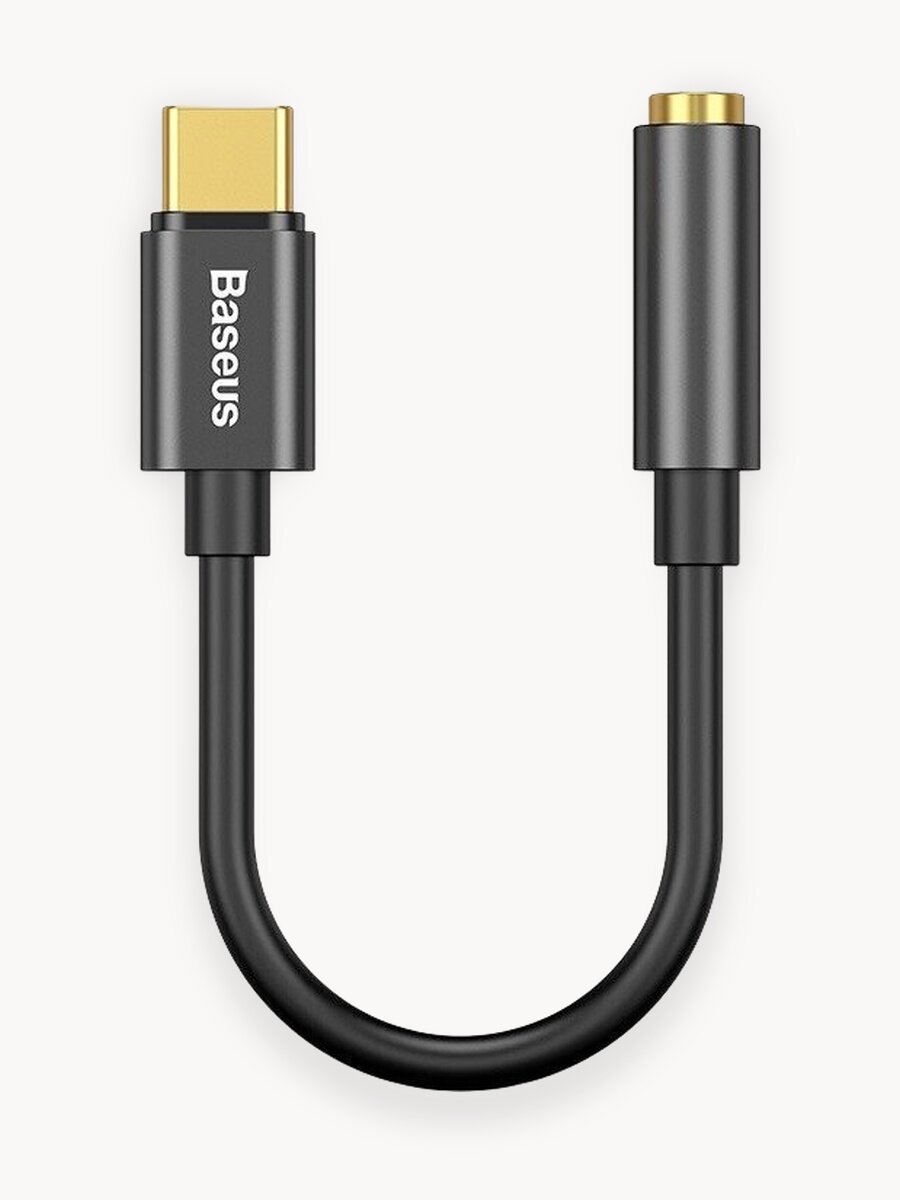 Переходник AUX Baseus Type-C на аудио разъем Jack 3.5мм, черный