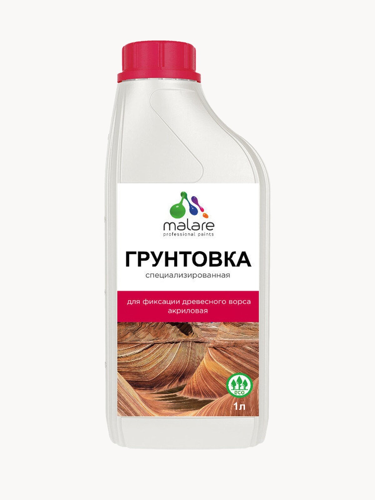 Грунтовка Malare для фиксации древесного ворса, для дерева, для мебели кухонных фасадов, окон и дверей, для любых деревянных поверхностей, акриловая, универсальная, 1 л