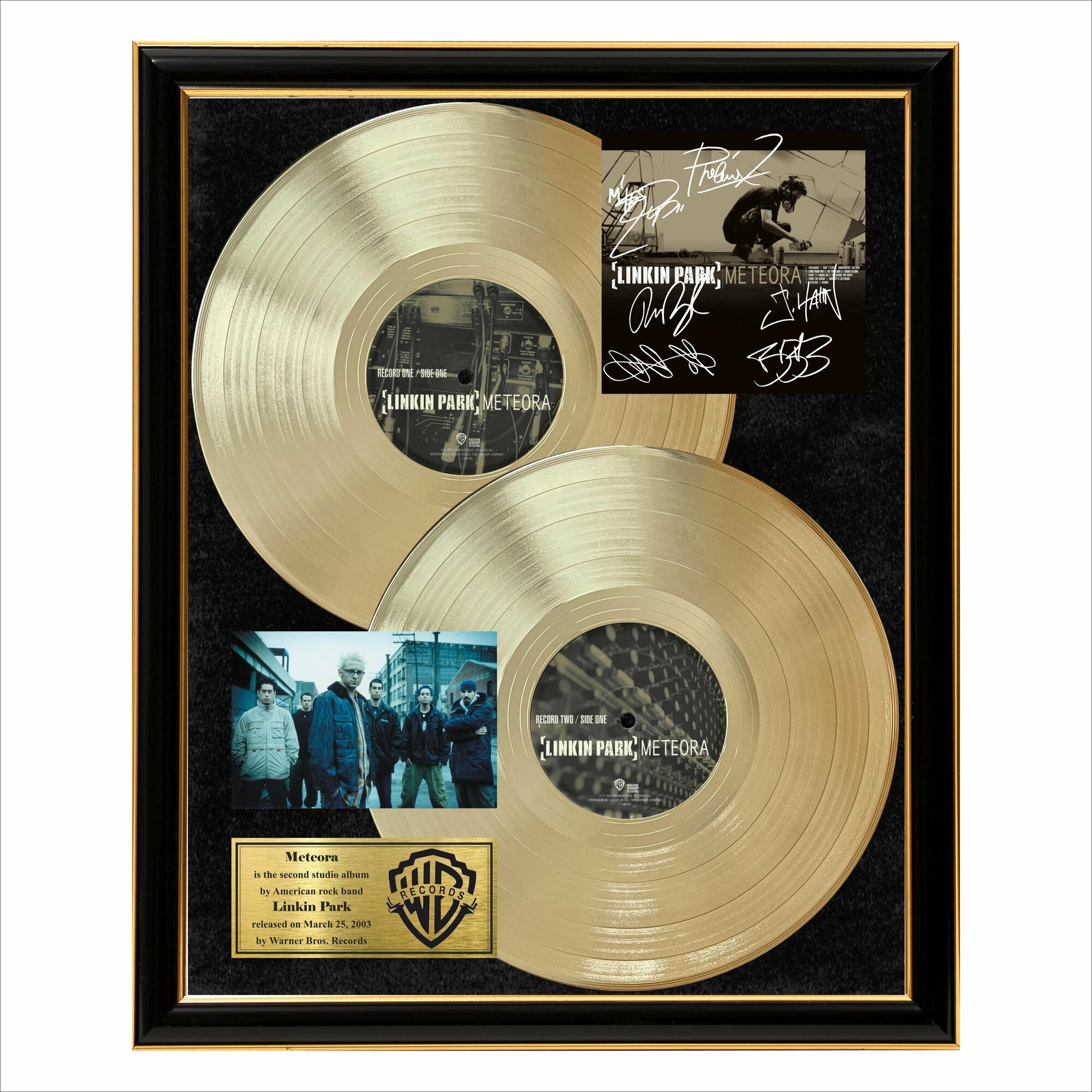 Золотой диск Linkin Park Meteora с автографами в рамке