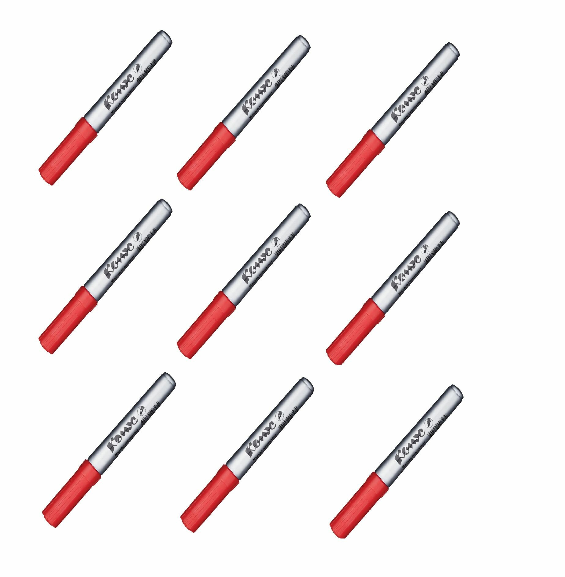 Комус Маркер перманентный, красный 1-4мм, круглый наконечник, 9 уп