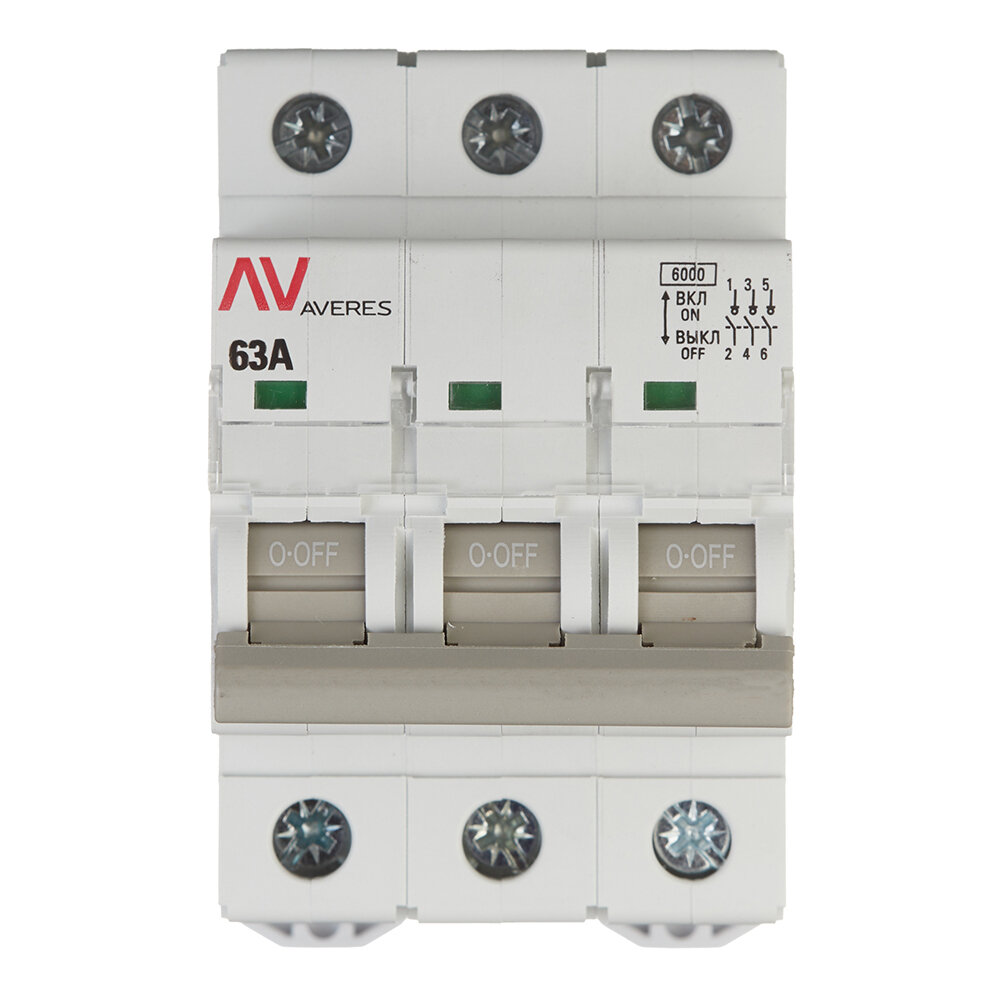 Выключатель нагрузки EKF Averes AVN 3 63А 400 В на DIN-рейку avn-3-63-av