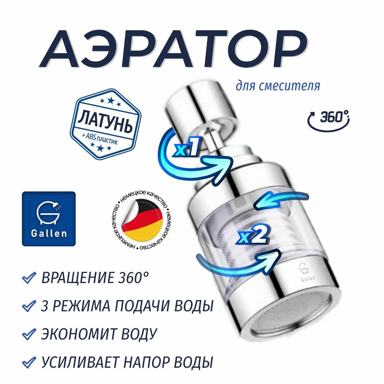 Насадка- фильтр на кран многоразовый , аэратор для смесителя, насадка на кран для кухни, Аксессуары для очистки воды, универсальные размеры.--