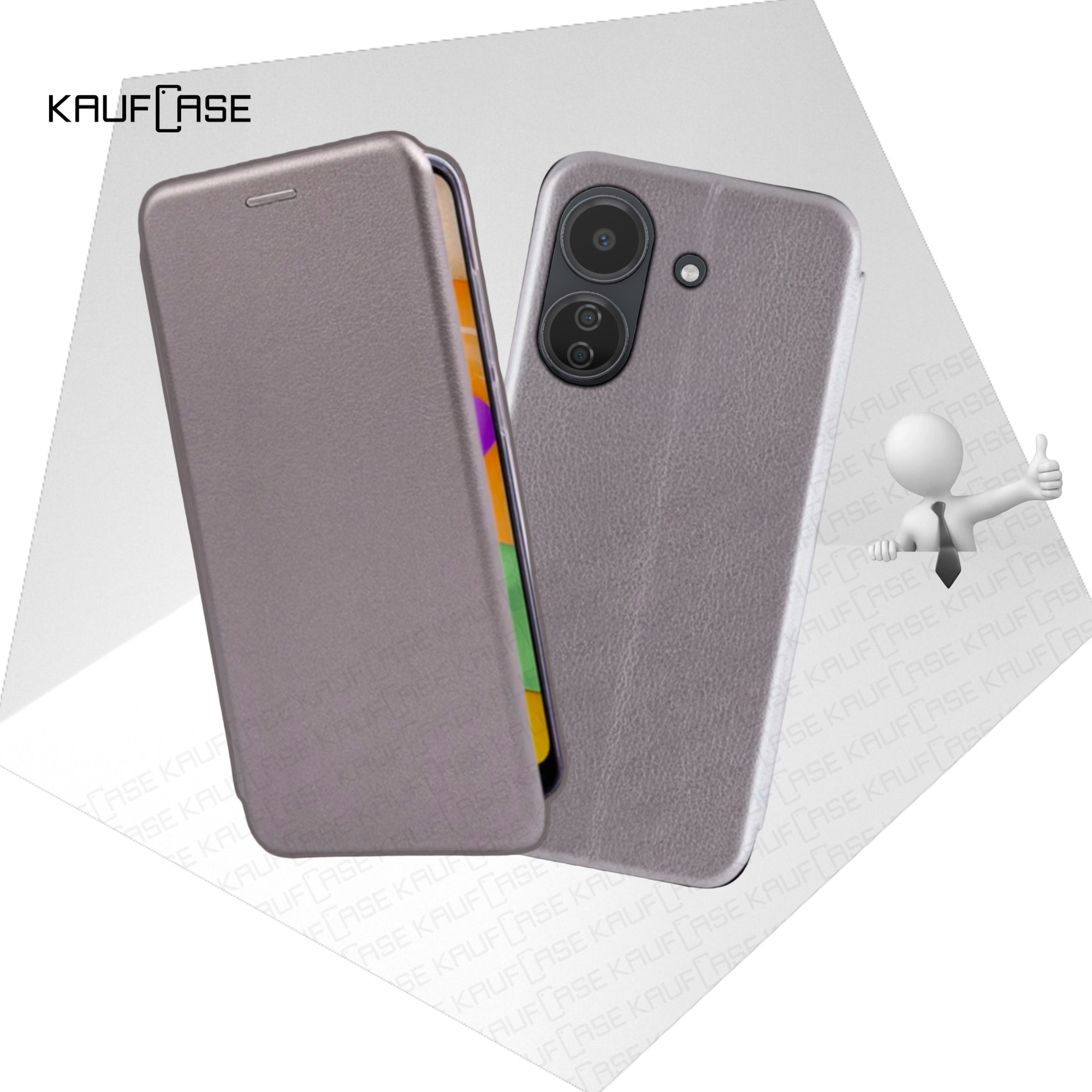 Чехол книжка для телефона Xiaomi Redmi 13C /Poco C65 (6.74"), серебро. Текстура под кожу