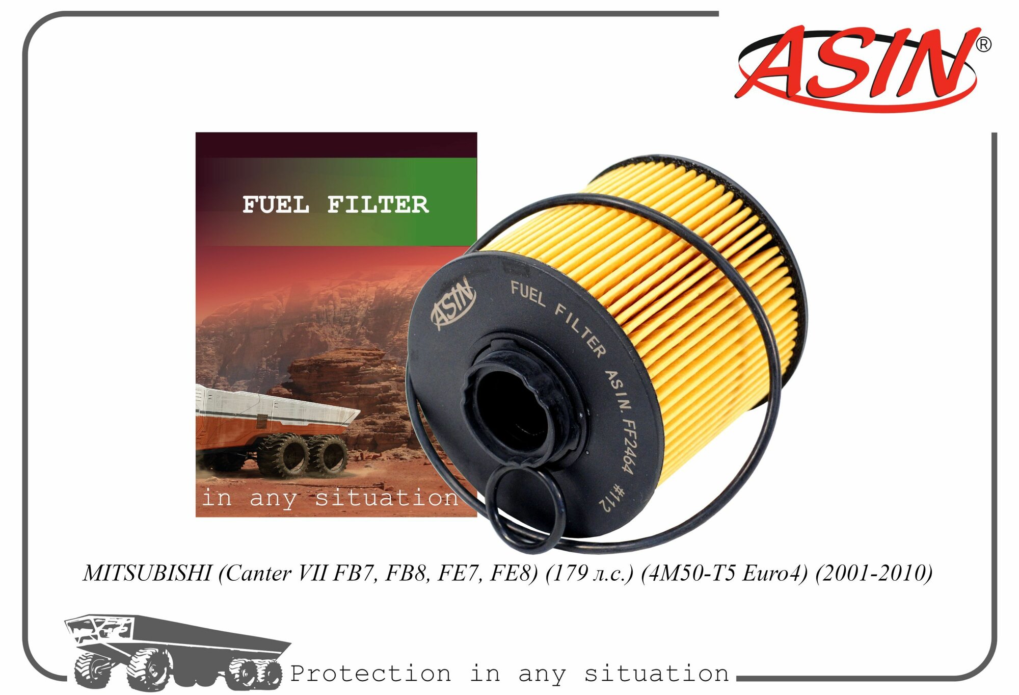 Фильтр топливный ME222135 ASIN. FF2464 для MITSUBISHI Canter VII FB7, FB8, FE7, FE8 179 л. с. 4M50-T5 Euro4 2001-2010