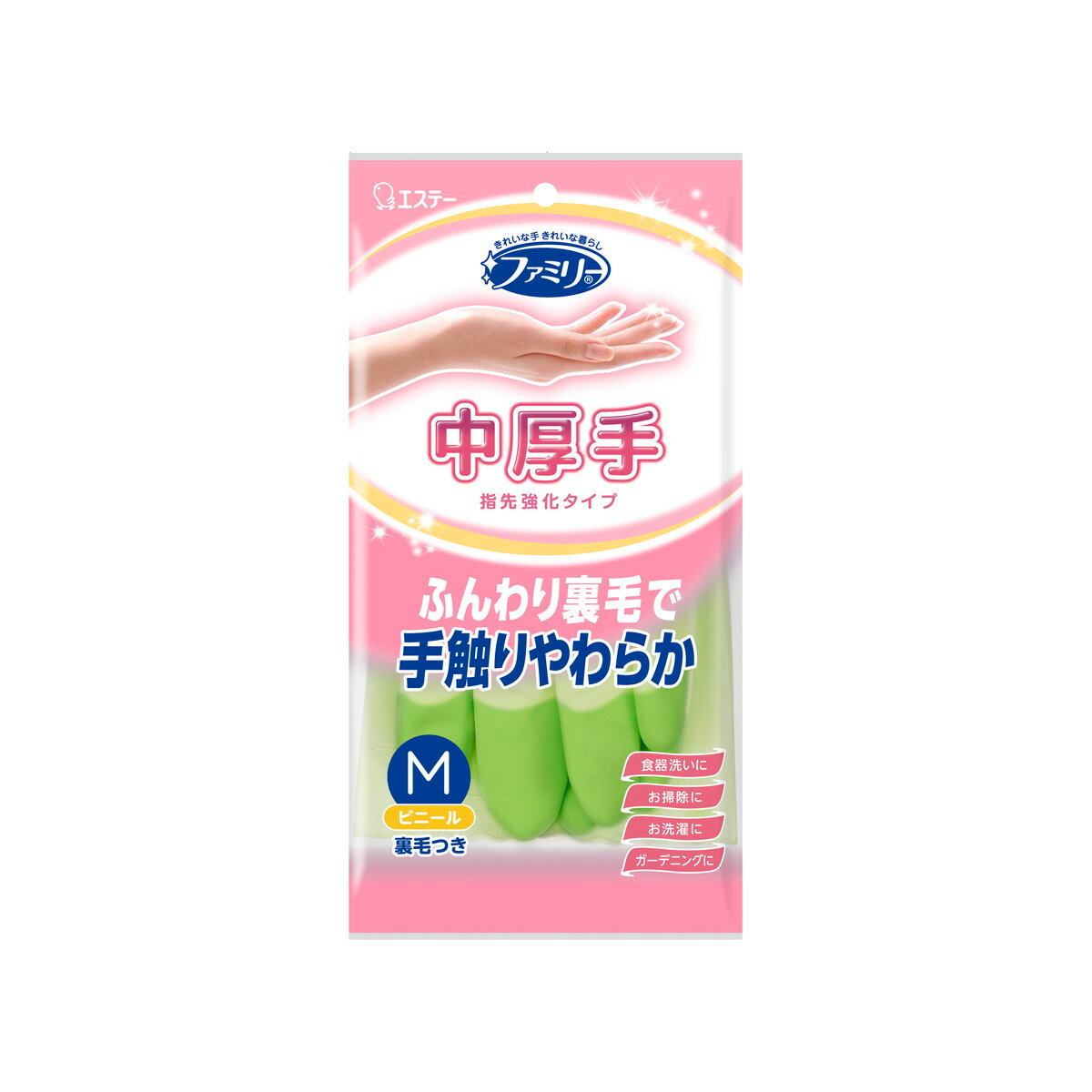 Перчатки ST Family виниловые (средней толщины, с внутренним покрытием) зеленые М, 1пара