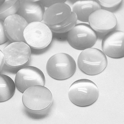 Кабошон стеклянный, 16мм, кошачий глаз (имитация), дымчатого цвета, 1 шт.