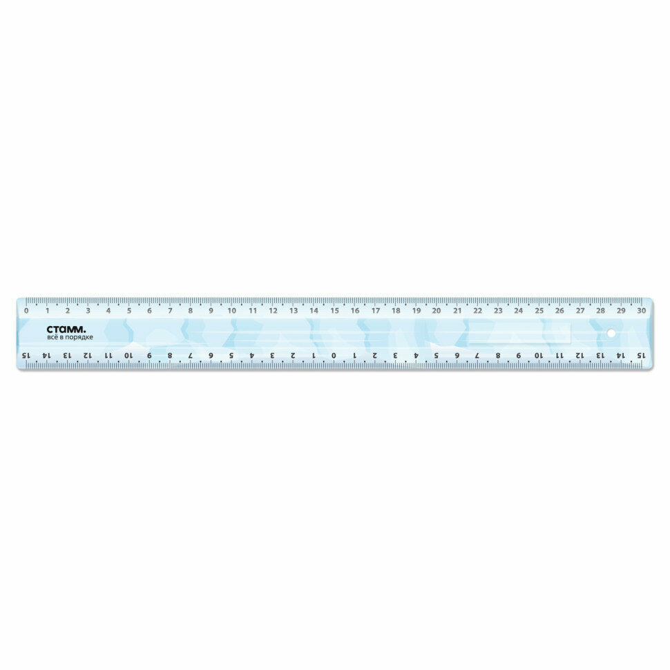 Линейка 30см СТАММ "Лед", пластиковая, европодвес, 12 штук, 366440