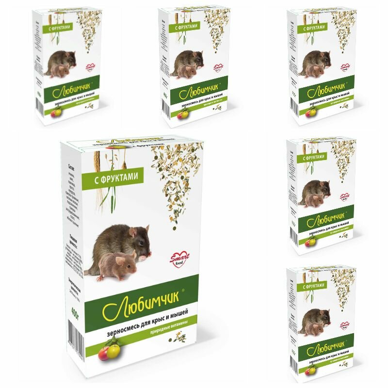 Любимчик Зерносмесь для крыс, с фруктами, 400 г, 6 шт