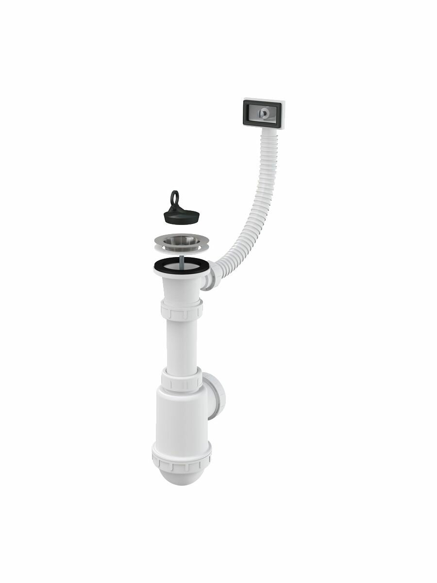 Сифон для мойки Alcaplast A444 с нержавеющей решеткой D70 и гофропереливом D-50/40