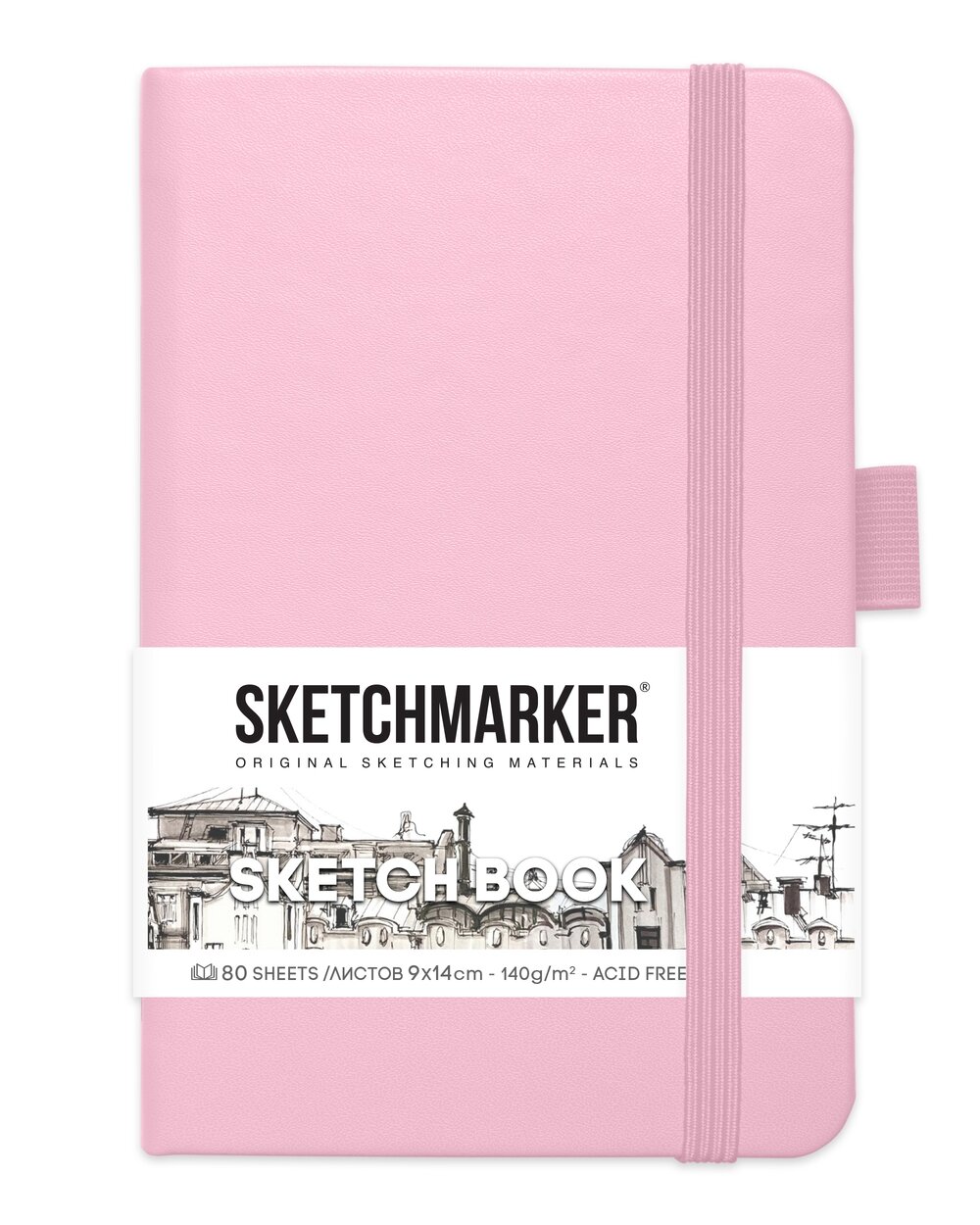 Скетчбук для графики SKETCHMARKER 140г/кв. м 90х140мм 80л. розовый