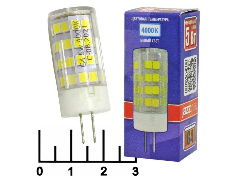 Лампа светодиодная 220V 5W G4 4000K белый 51LED Jazzway