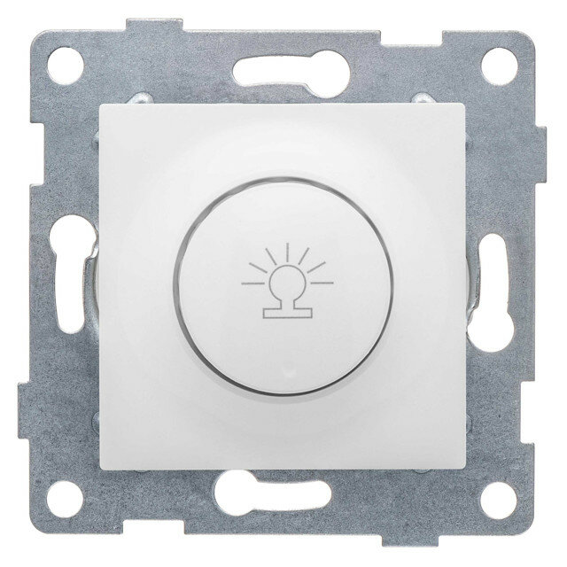 Диммер поворотный GUSI Ugra 500 Вт с накладкой и воротком, белый для бытового освещения