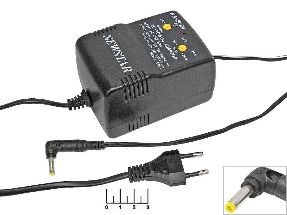 Блок питания 9-36V 2A AC/DC (постоянный/переменный) (4.0*1.7) NA-2024 (угол)