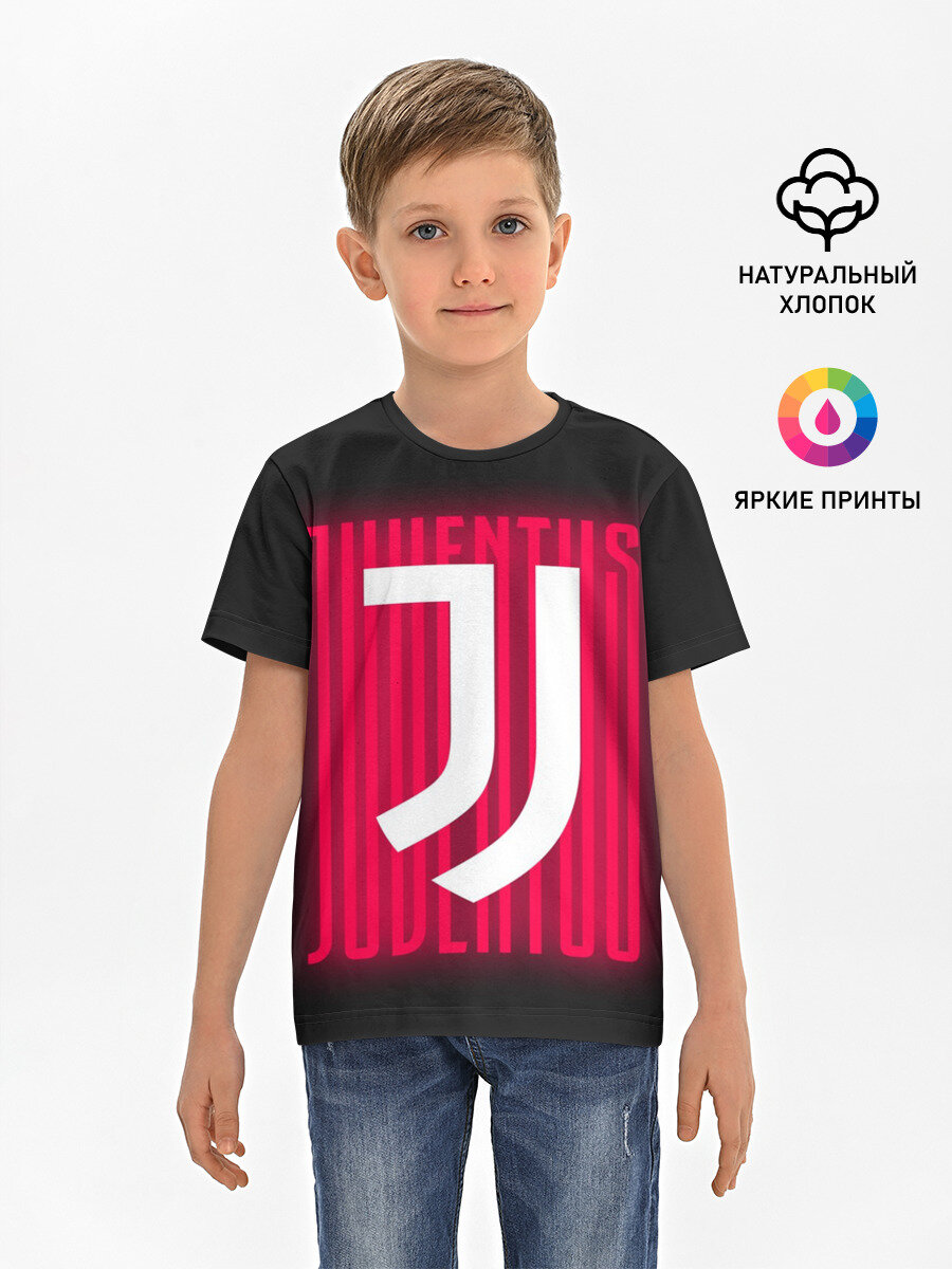 Футболка хлопковая детская JUVENTUS / ЮВЕНТУС / НЕОН