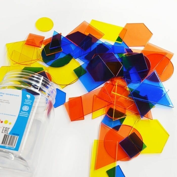 Материал счетный Блоки фигурные прозрачные. Контейнер, арт. 19532J