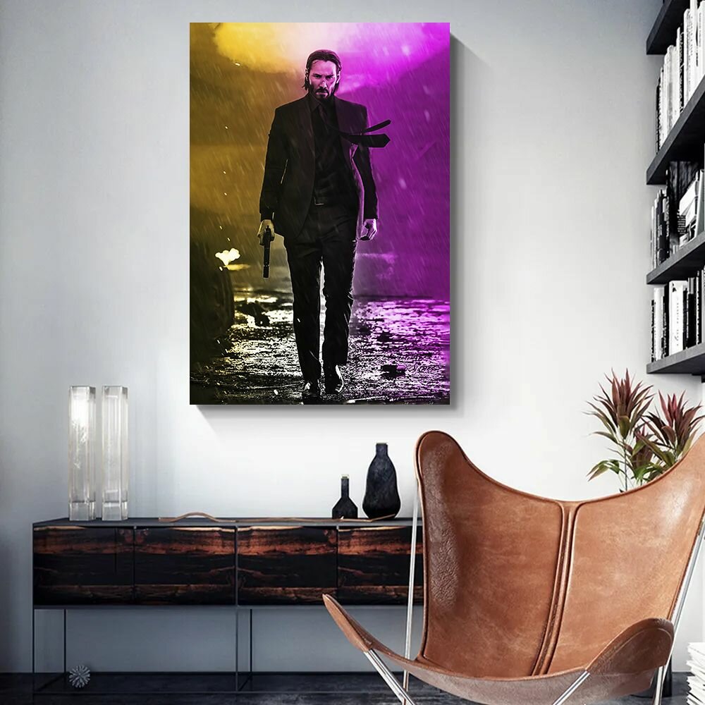 Картина "Джон Уик", на холсте, на деревянном подрамнике, 40x60 см