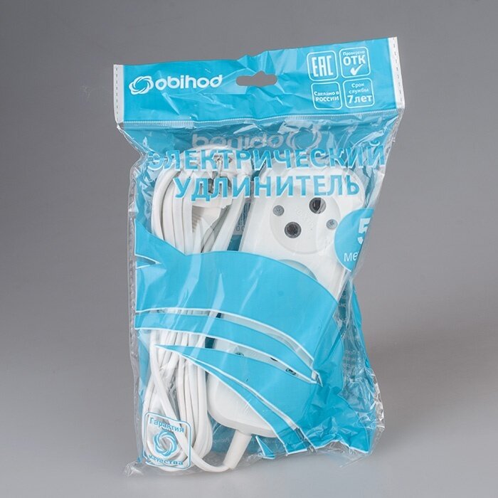 Сетевой удлинитель Obihod электрический, белый, 5 м (150-505)