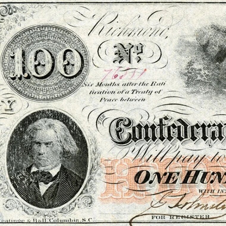 100 долларов 1862 года Конфедерация Ричмонд сувенирная копия, банкноты и купюры редкие коллекционные