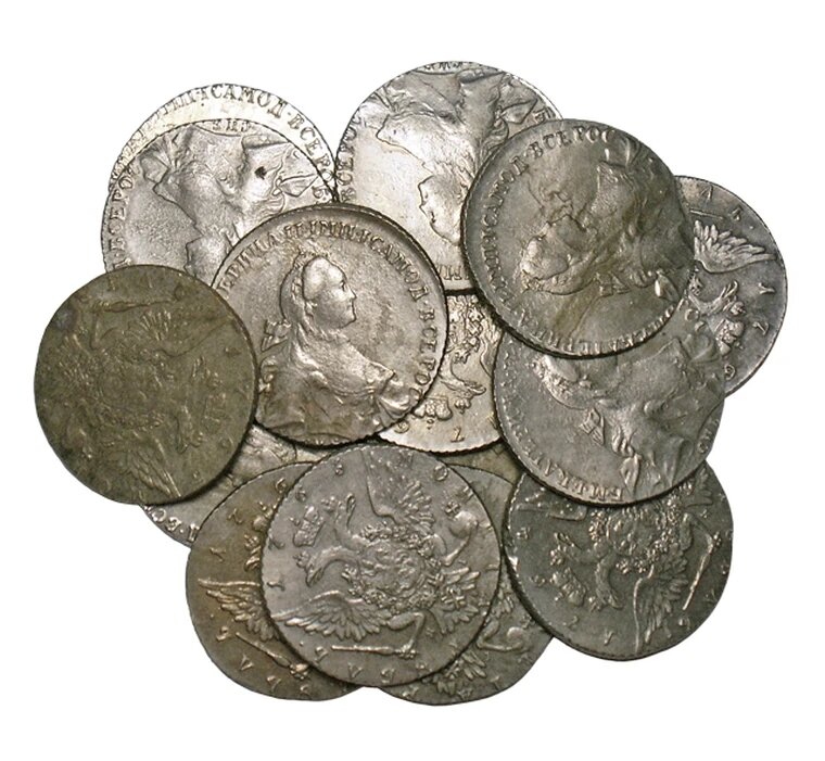 Монета Рубль Екатерина II, чекан в мельхиоре 1 штука т/н сувенирная копия монеты, нумизматика, деньги для коллекции