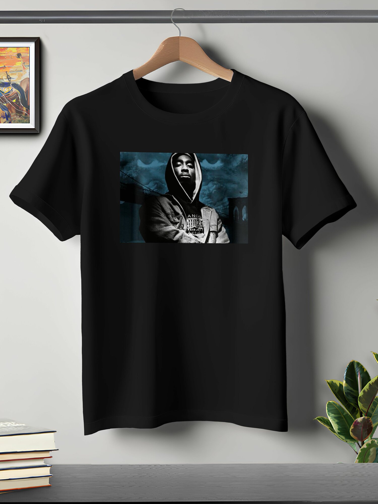 Футболка ONEQ унисекс 46-48 (M) размер с принтом Tupac, черная