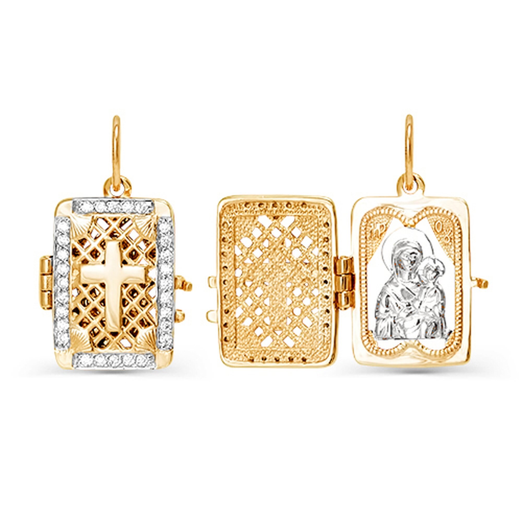 Иконка Diamant online, красное золото, 585 проба, фианит