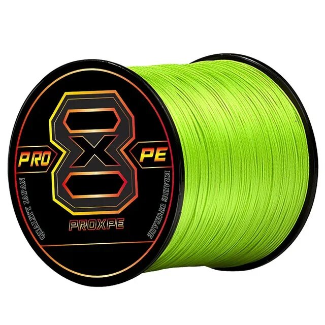 PROXPE 8-жильная плетенная леска для рыбалки Зеленый, 100M-0.22mm-30lb, Grass-green