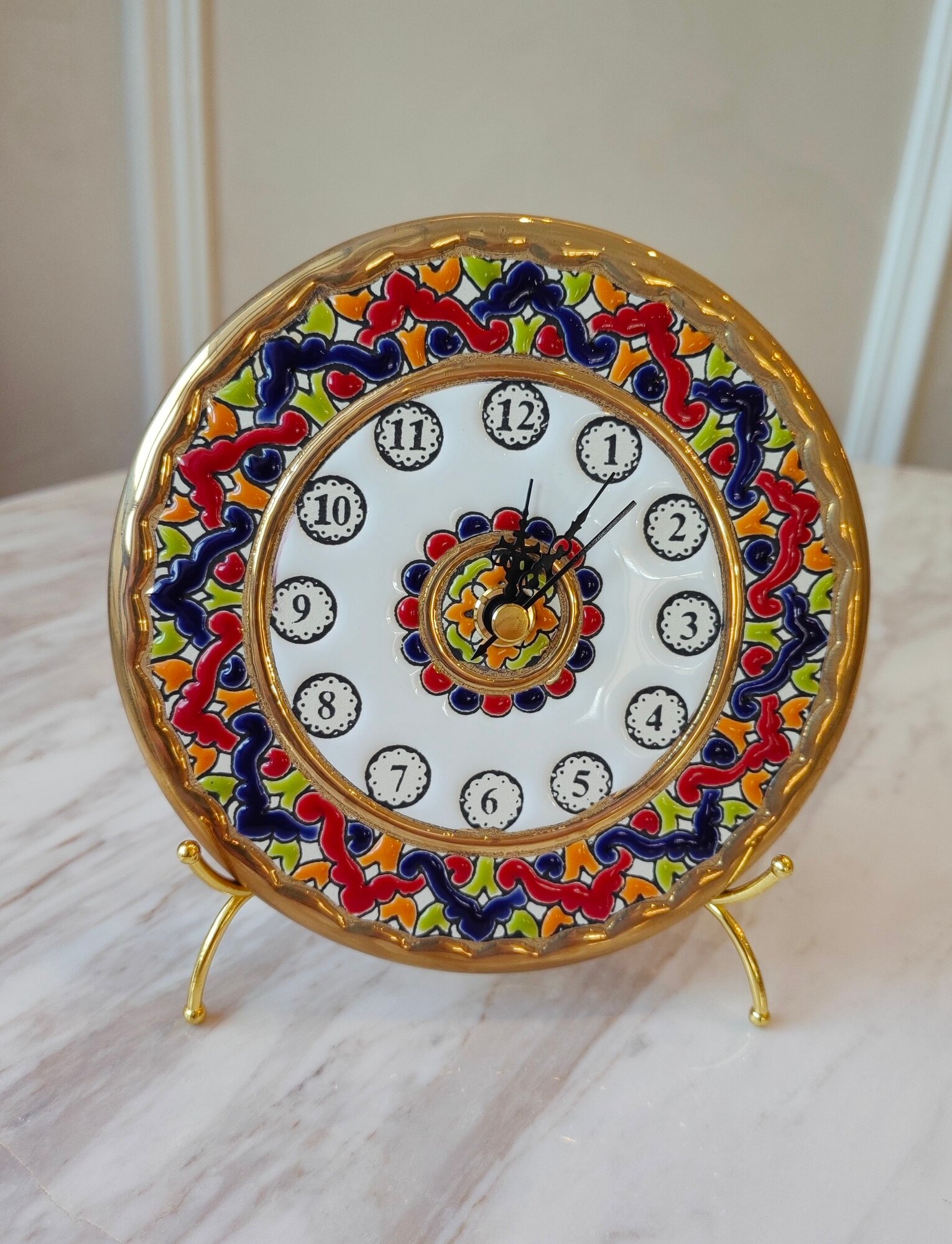 Часы настенные, кварцевые фабрики Cercolon диаметр 14 см, ручная работа испанских мастеров