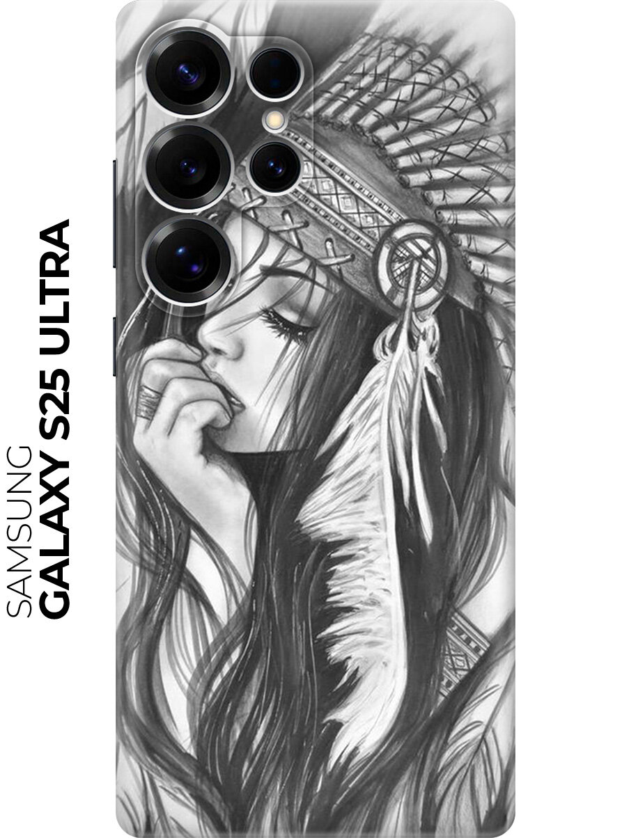Силиконовый чехол на Samsung Galaxy S25 Ultra с принтом "Эскиз девушки"