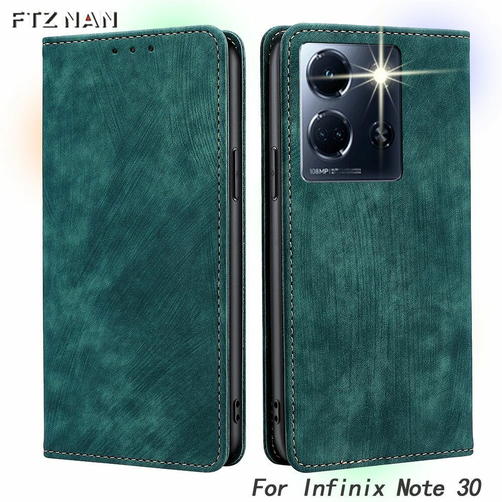 Чехол книжка на Infinix Note 30 4G/ Инфиникс Нот 30 4g Чехол для , Новый, флипом, магнитным замком, зеленый