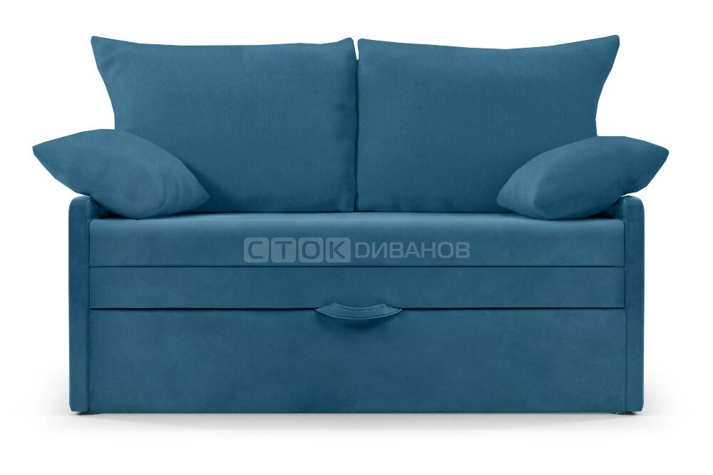 Диван Сток Диванов TASHE Blue синий 110 см, механизм выкатной, с ящиком для хранения