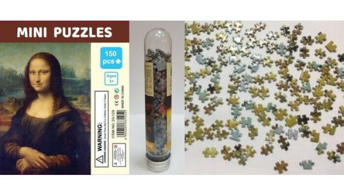 Пазлы КНР в колбе, 150 деталей, "Мона Лиза", Mini puzzles, 10х15 см