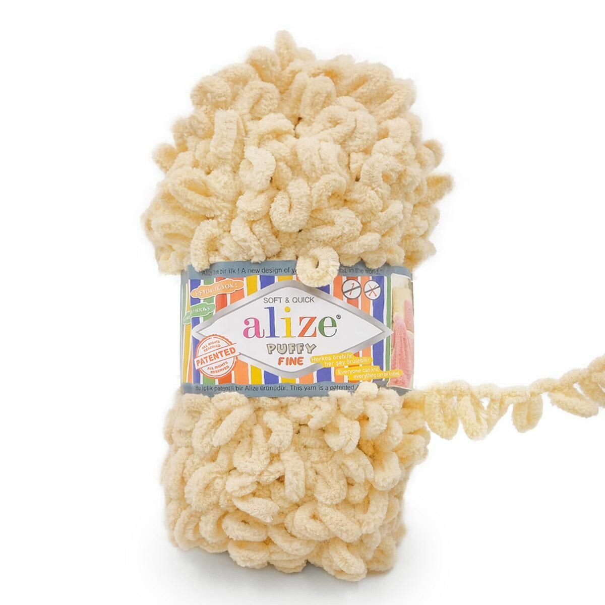 Пряжа ALIZE "Puffy Fine", 100 г 14,5 м, 100% микрополиэстер, 310 шампань, 5 шт