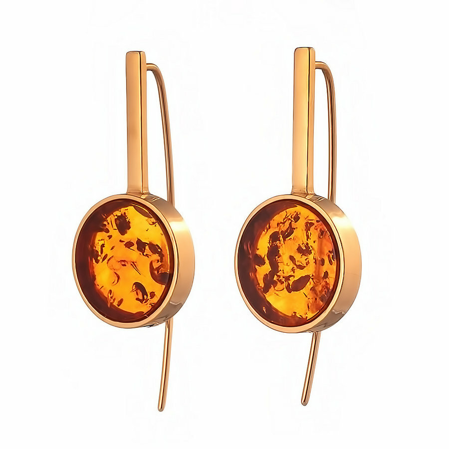 Серьги, серебро, 925 проба, янтарь