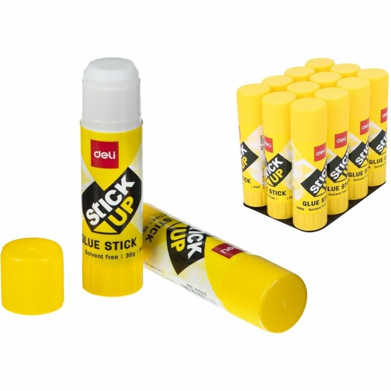 Клей-карандаш Deli 36 г Stick Up, желтый