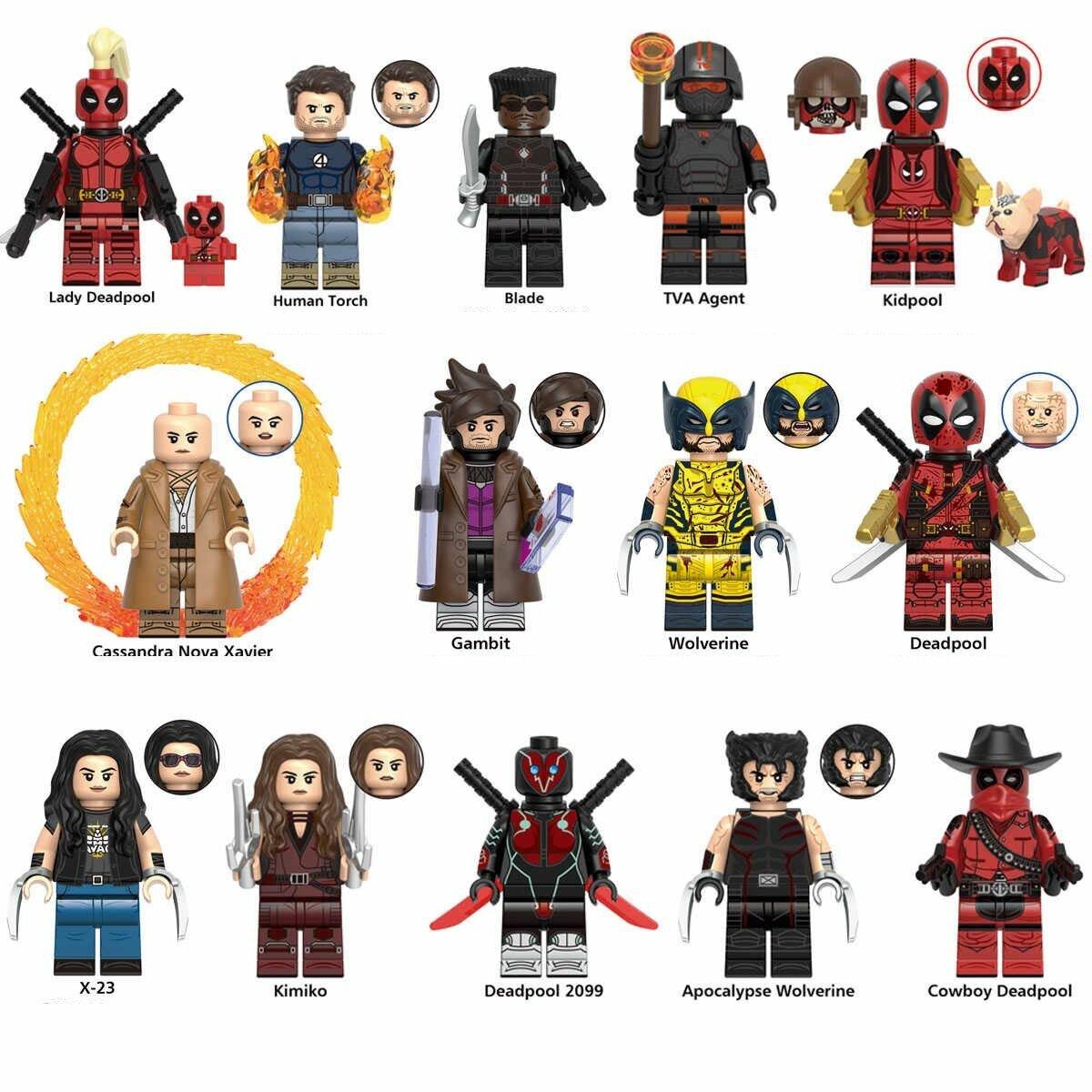 Набор минифигурки Дэдпул и Росомаха( Deadpool & Wolverine) / совместим с конструкторами 14шт (4.5см, пакет)