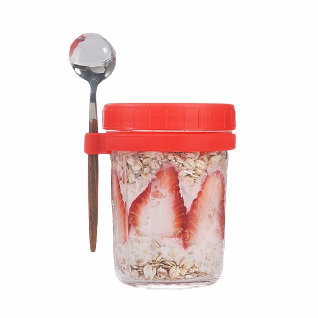 Уникальные Стеклянные Банки для Овсяных Хлопьев объемом 350/600 Мл С Крышкой И Ложкой Идеально Подходят Для Приготовления Хлопьев, Йогуртов Салатов