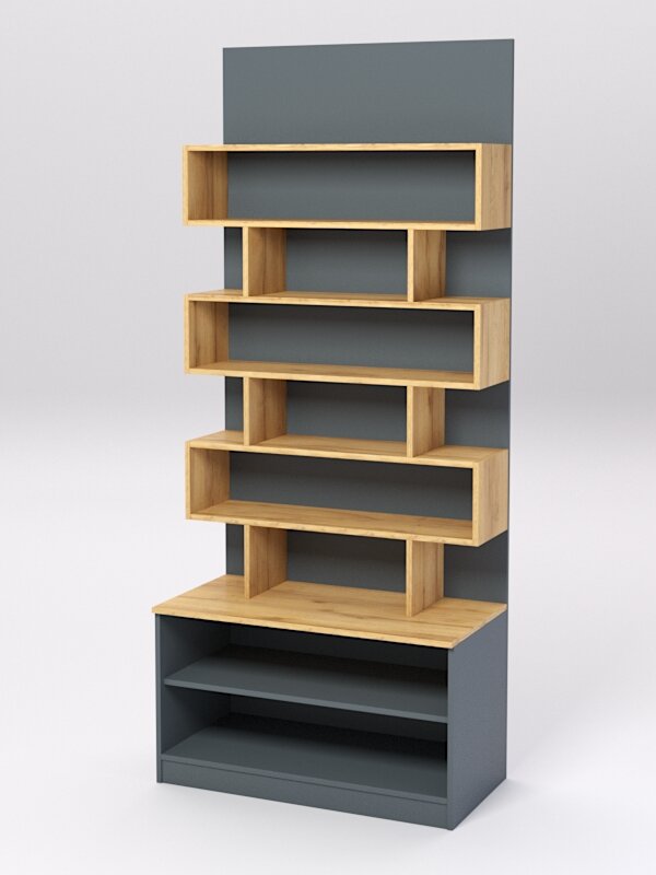 Стеллаж "каскад" №3 для обуви, Темно-серый и Дуб Золотистый. Производитель товара - компания Westcom.