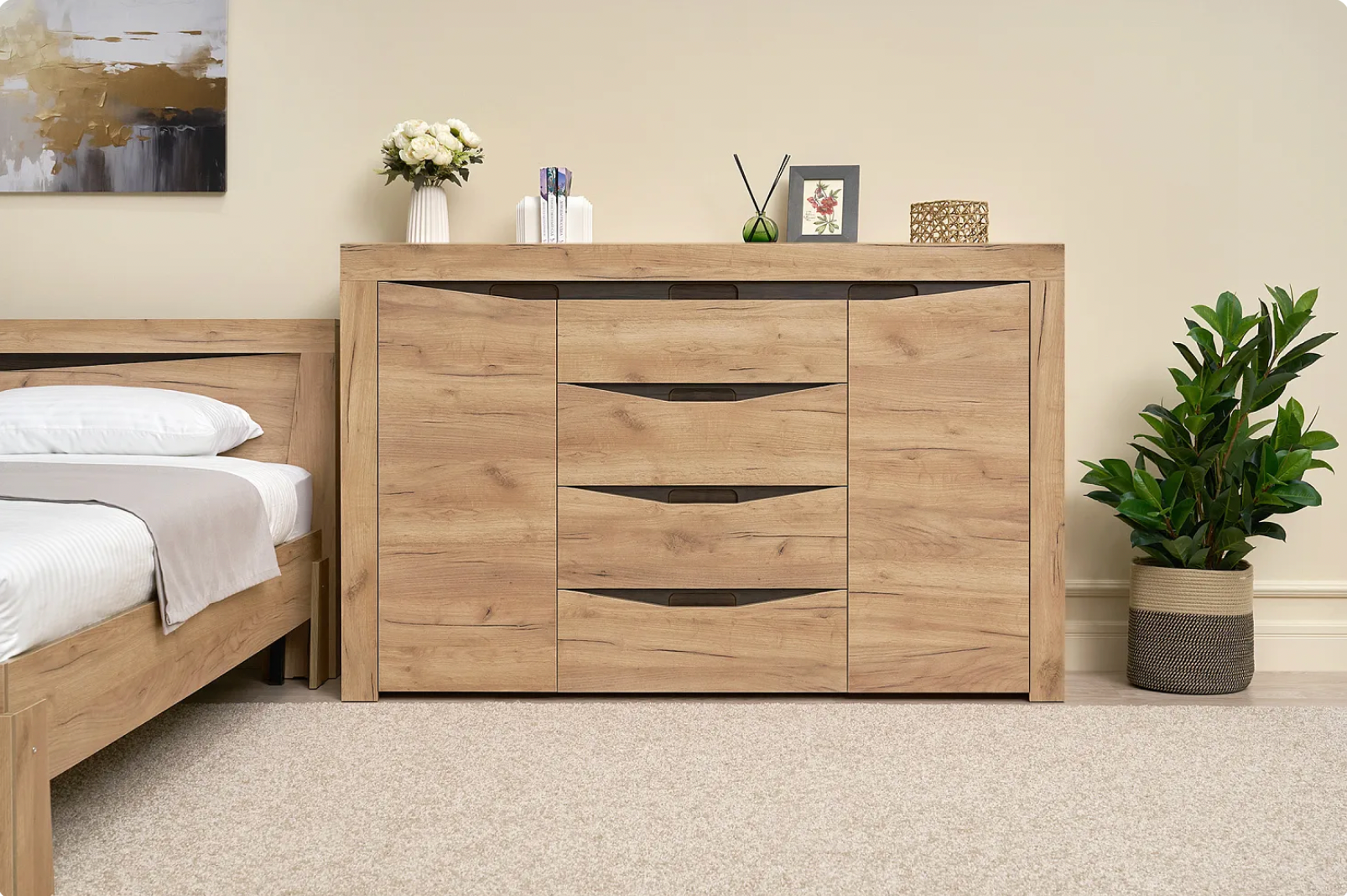 Комод "Паола" КМ 702 (1600х1006х436 мм), дуб крафт золото ЛДСП